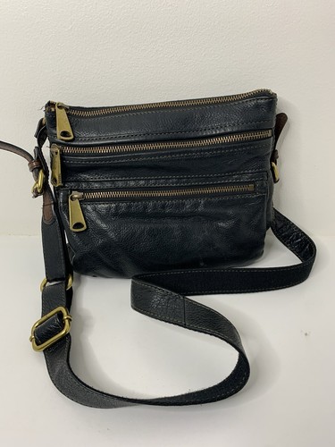 Fossil Women's Black Pebble Leather Piper Purse Crossbody Bag Handbag ...