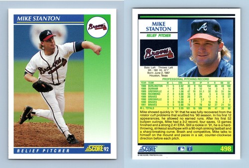 Mike Stanton - Braves - #498 Score 1992 Baseball Trading Card | eBay