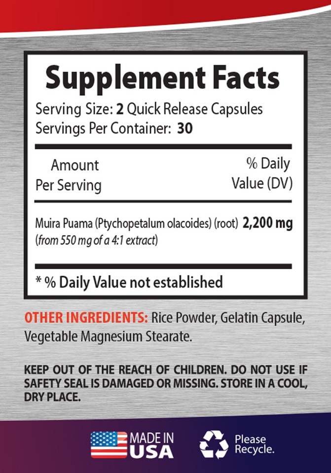 MUIRA PUAMA PILLS - Muira Puama vitality, mood support, root 2Bot | eBay