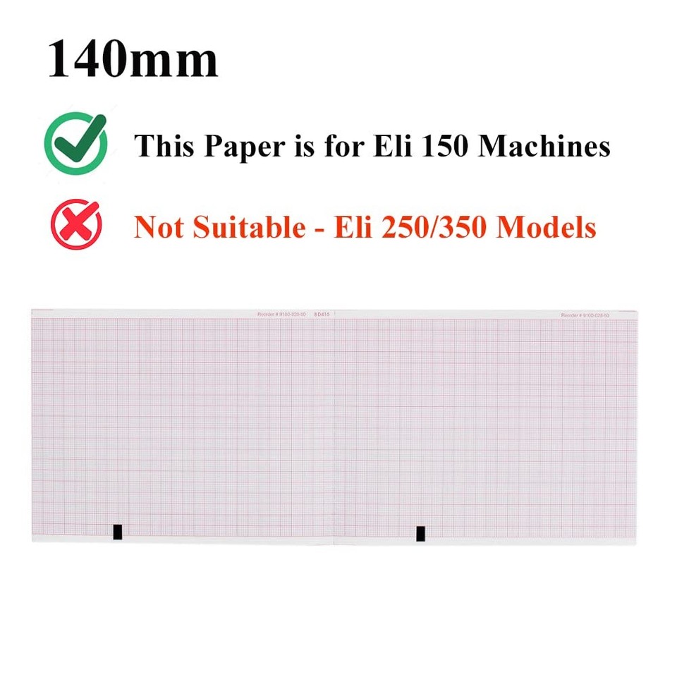Mortara ELI 150 EKG Machine Paper - 108mm X 140mm X 200 Sheets (5 Packs ...