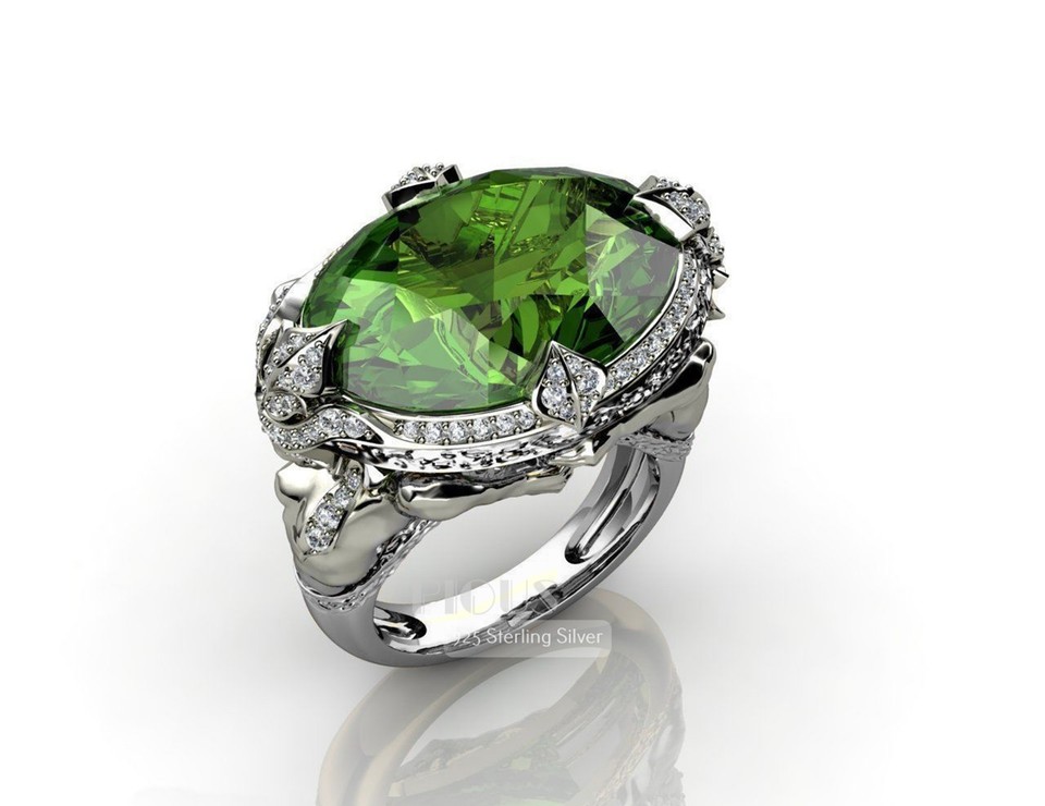 Oval Peridot stone 925 Sterling Silver Atlanta Ring gift jewelery | eBay