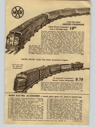1955 PAPER AD 3 Pg Train Marx Passenger Diesel Freighter Remote ...