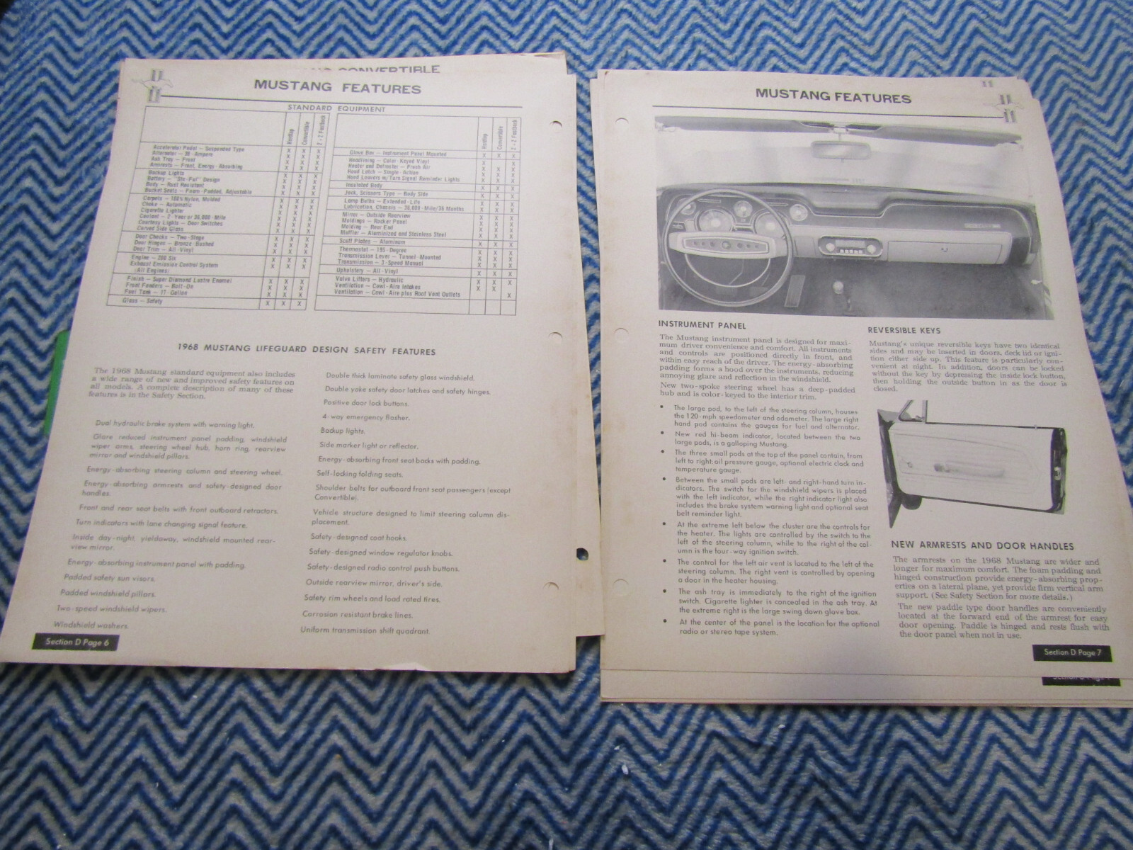 1968 FORD MUSTANG AND MUSTANG GT ALL MODELS DEALER ALBUM BROCHURE ...