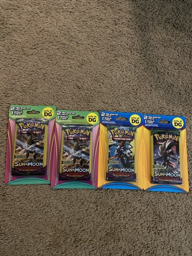 LOT OF 4 POKEMON SUN&MOON GUARDIANS RISING 2 MINI BOOSTER PACKS & 1 ...