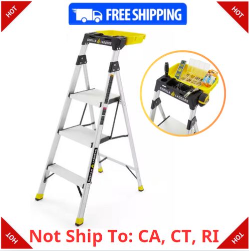 Gorilla Ladders Dual Platform Step Ladder with Project Bucket 4 .5 ft ...