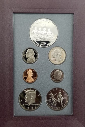 1996 UNITED STATES 7 COIN ATLANTA OLYMPICS PRESTIGE SET ORIGINAL BOX ...