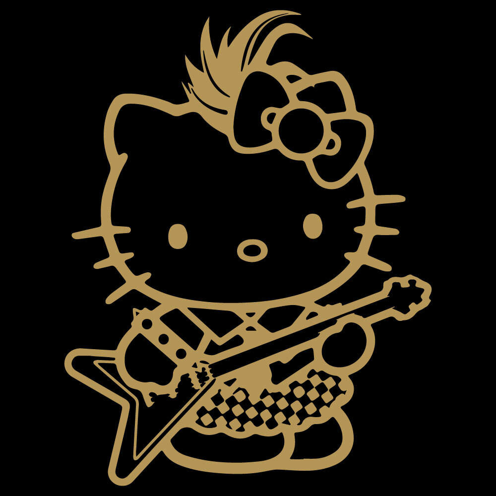 5" HELLO KITTY ROCKSTAR Vinyl Decal Sticker Car Window Music Rock n ...