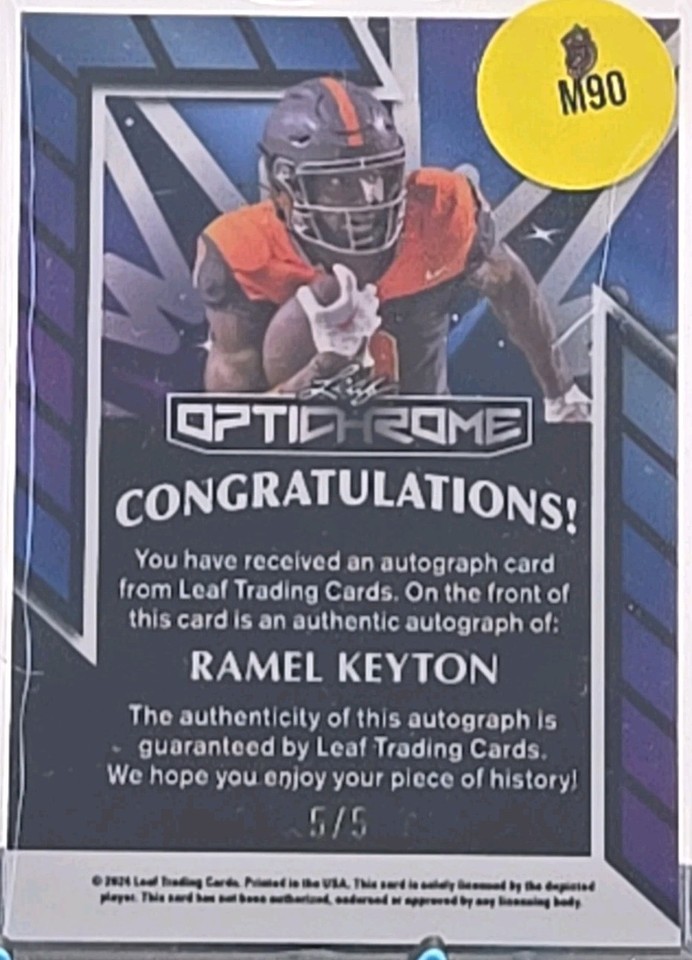 2024 Leaf Optichrome Green Prismatic Rookie Auto Ramel Keyton 5/5 ...