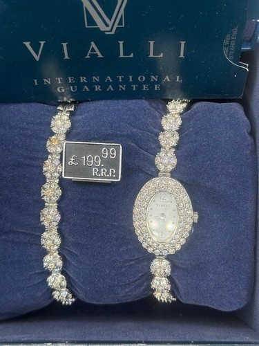 Vintage Ladies Vialli watch and bracelet Ph11177 with Diamante surround ...