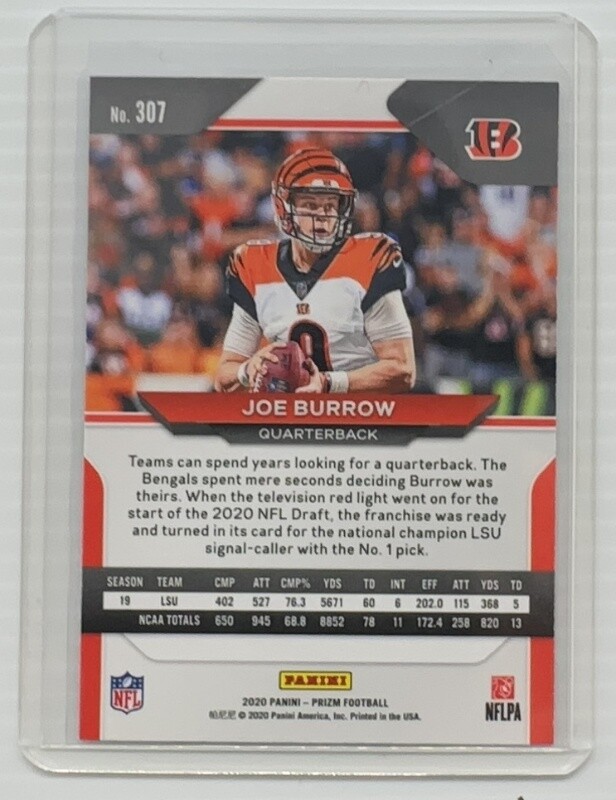 2020 Panini Prizm Joe Burrow Rookie Card RC #307 Cincinnati Bengals | eBay
