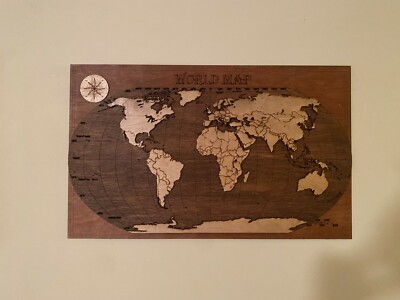 wooden world map | eBay