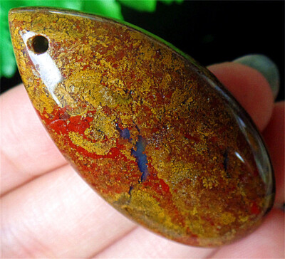 46x24x8mm Natural Tiger Stripes Red Jasper Reiki Teardrop Pendant Bead ...