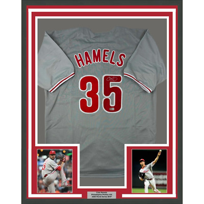 Framed Autographed/Signed Cole Hamels 33x42 Philadelphia Grey Jersey ...
