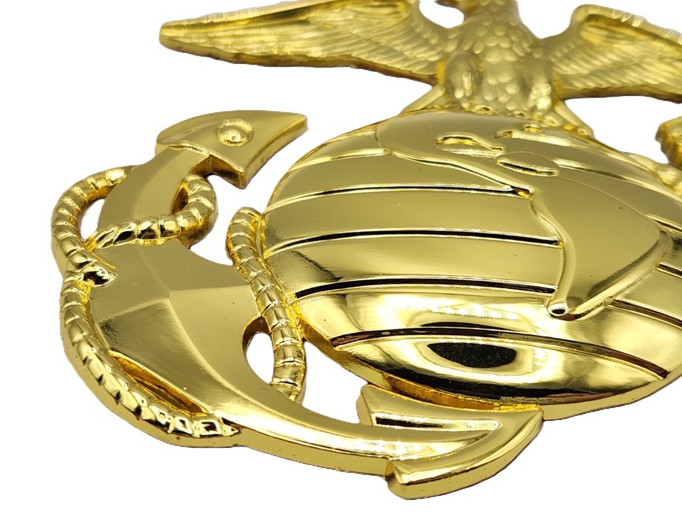 U.S. Marine Corps EGA Gold Metal Auto Emblem 3.25 X 3.25 in (Licensed ...