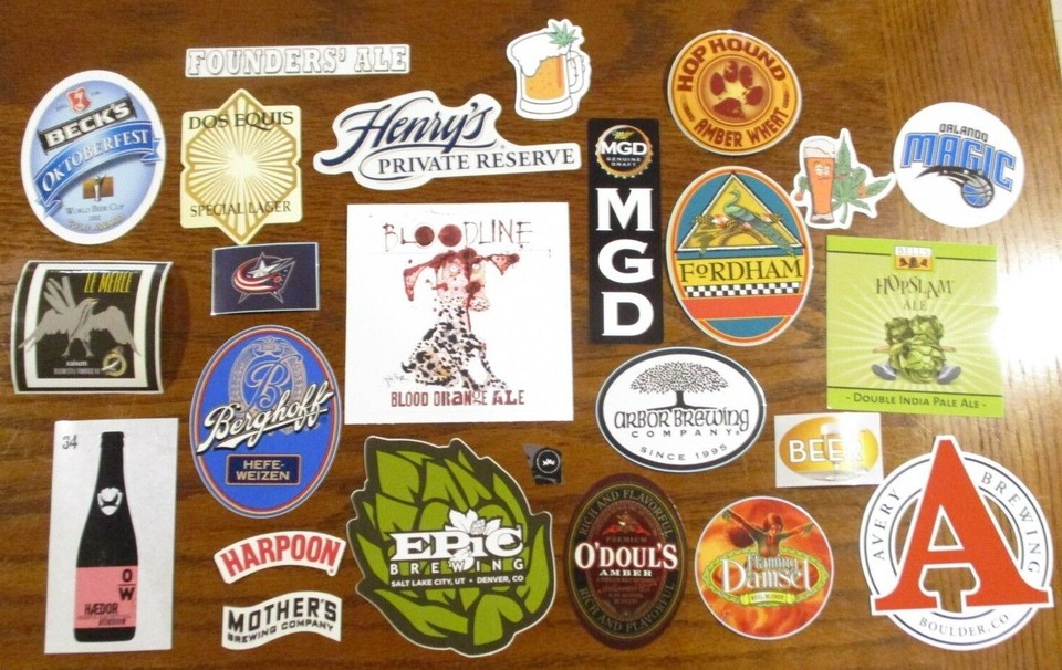 25 BEER STICKER PACK LOT decal craft beer brewing brewery tap handle D8 ...