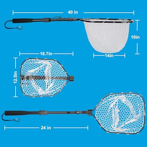 Fishing Net With Extending Telescoping Pole Handle Durable Silicone ...
