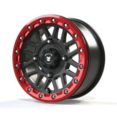 BULLITE WHEELS & ACCESSORIES SABER WHEEL GUN METAL/RED 14X7.0 4/137 5+2 ...