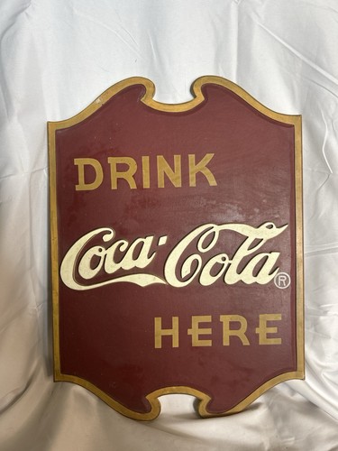 Double-Sided Coca-Cola Wooden Sign “Drink Coca-Cola Here” Retro Repro ...