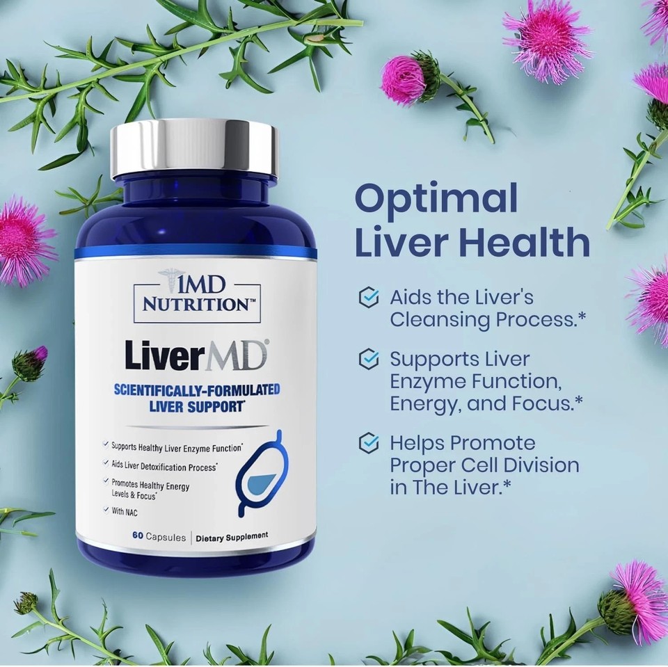 LiverMD by 1MD-Liver Support with Siliphos Milk Thistle & NAC-60 ...