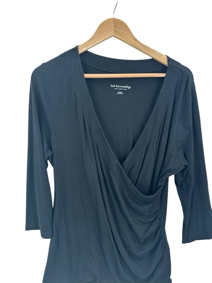 Soft Surroundings Faux Wrap Top Womens XL Career Basic Neutral ...