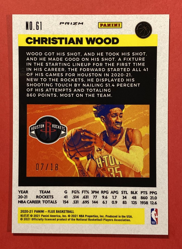 Christian Wood 2020-21 Flux FOTL #61 Purple Scope Prizm /18 | eBay