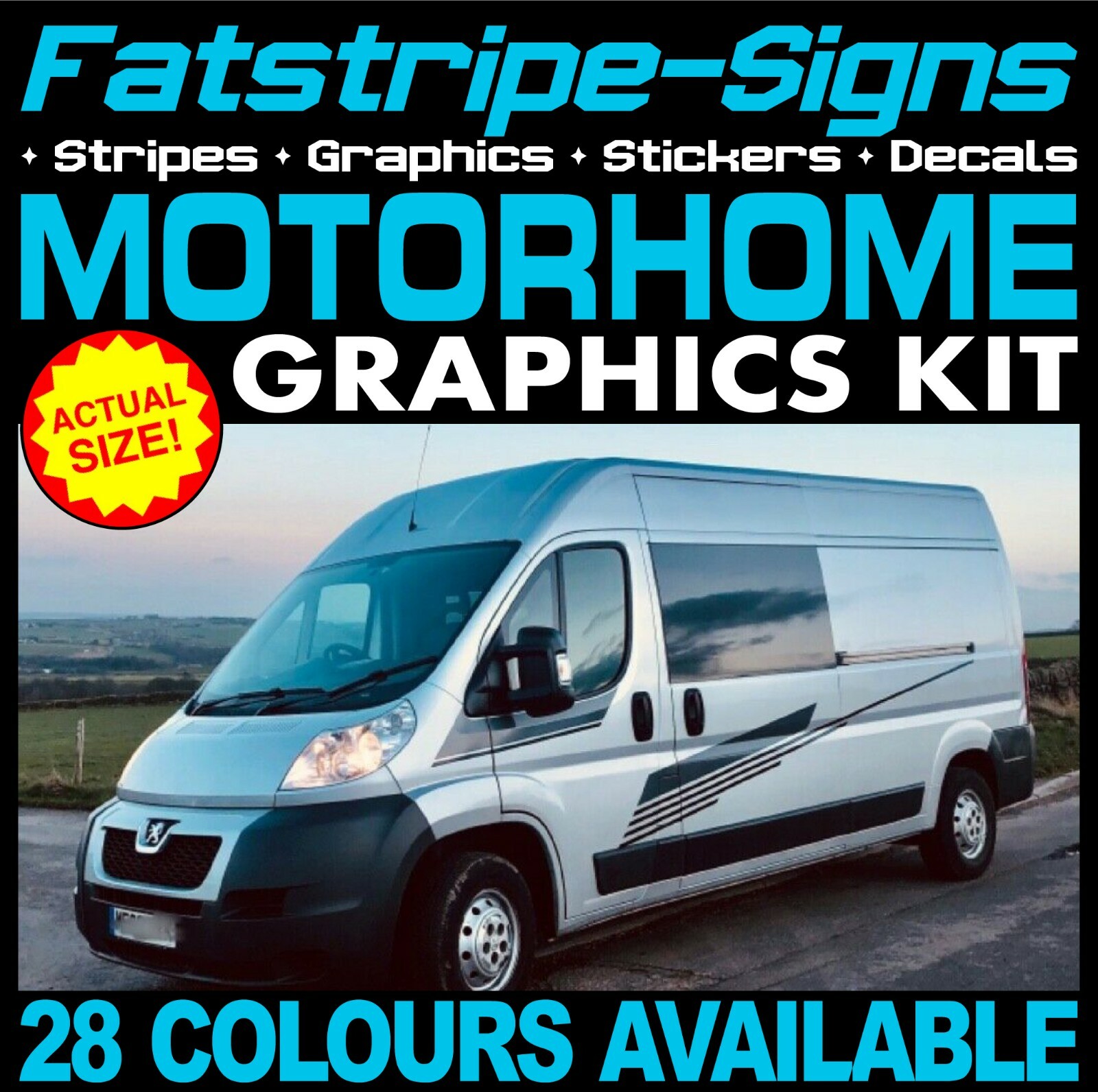 fits Fiat Ducato Graphics Stripes Stickers Decals Camper Van Motorhome ...