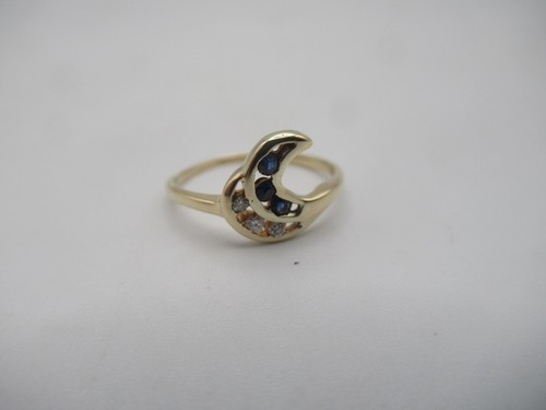 14kt. Yellow Gold Diamond and Sapphire Cradle Ring | eBay