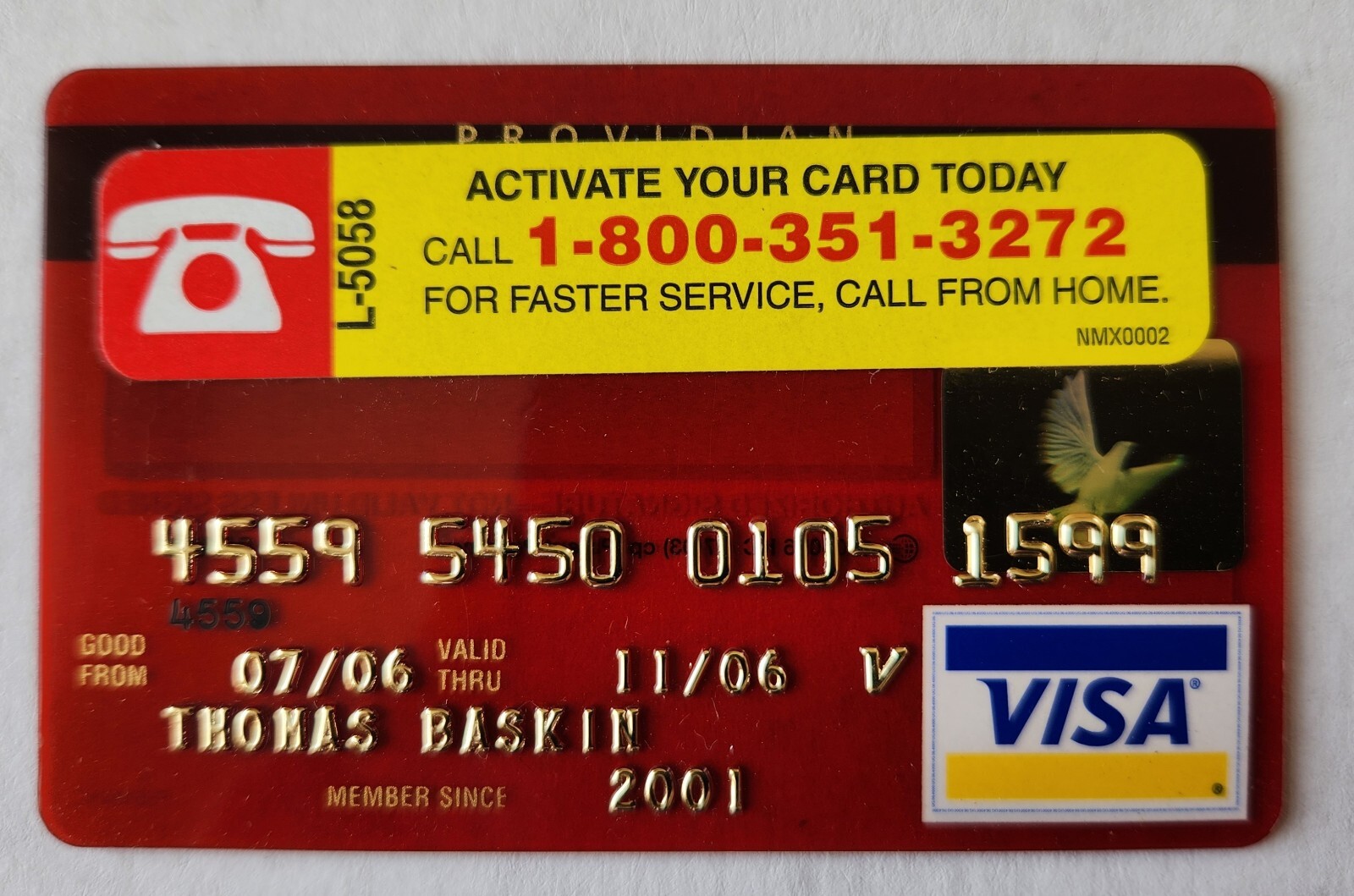 Providian Visa Credit Card - Red Transparent Expired 2006. Pre Owned ...