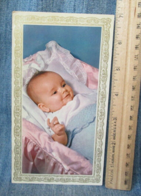 BABY GIRL Vintage Plastichrome Newborn Greeting Card 1950's OS56 | eBay