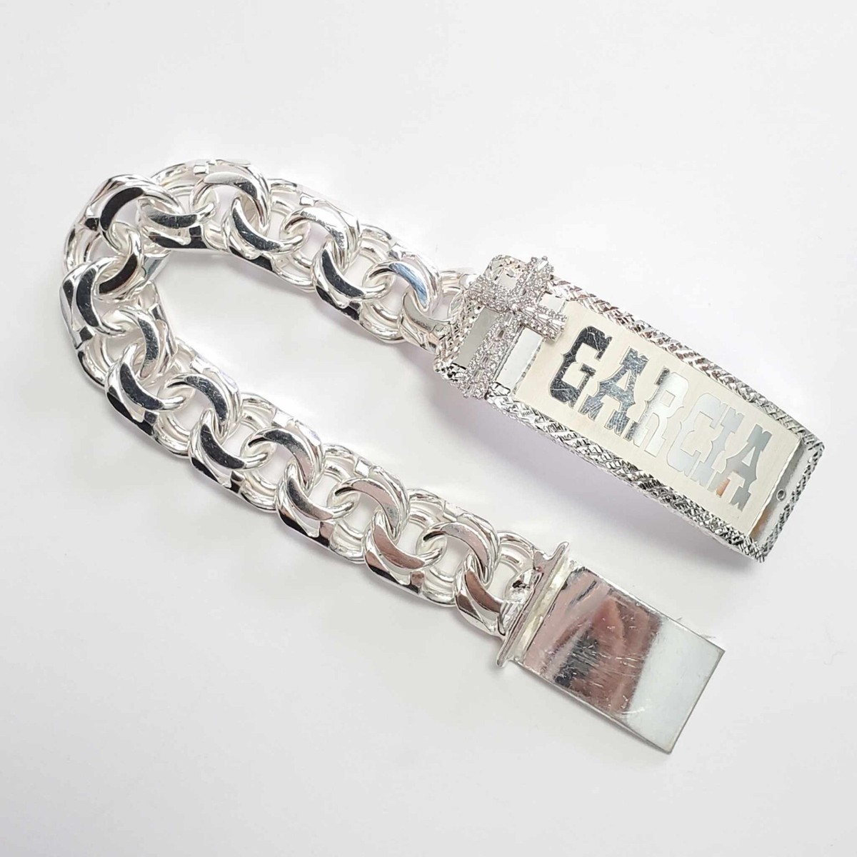 925 Sterling Silver Bracelet Chino Link Name Plate Custom 925 Sterling Silver Bracelet Chino Link Name Plate Custom
