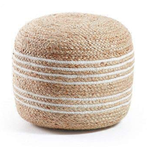 Pouffe Cover Braided Jute Foot Stool Cover Home Décor Modern Floor Pouf ...