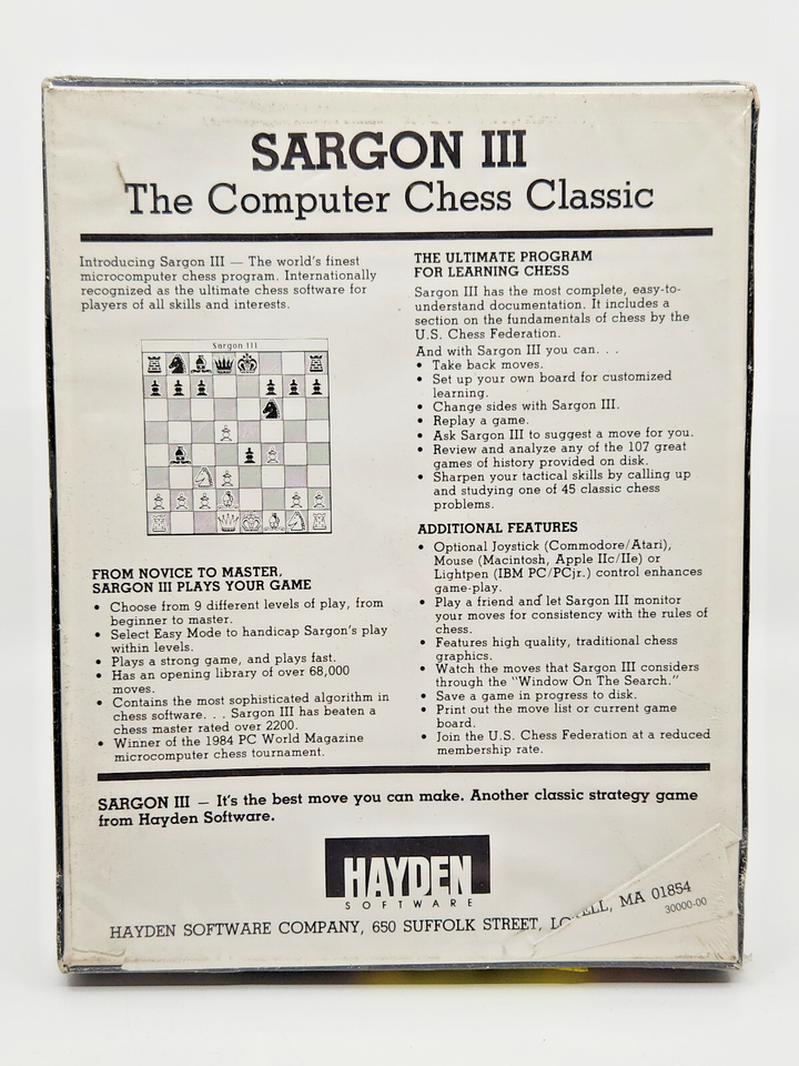 Atari XE 800XL C64 Hayden Computer Game Software - Sargon III - MIB ...