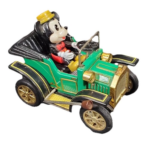 VINTAGE MASUDAYA CORP. 1981 MICKEY MOUSE IN HIS RACING CAR WITH PULL ...