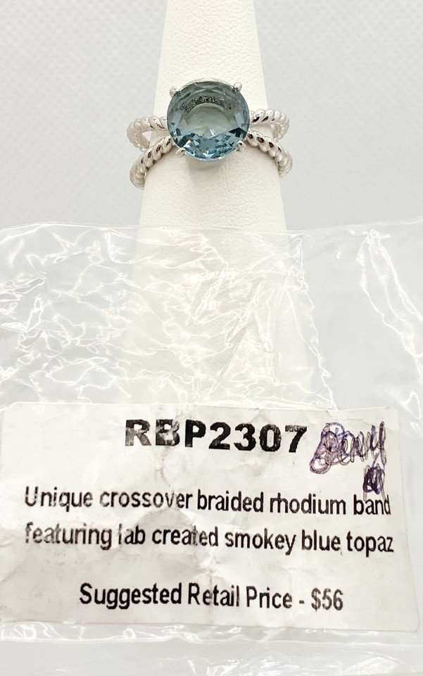 BP Bomb Party Beautiful Lab Created Smokey Blue Topaz Size 7 Braid Ring ...