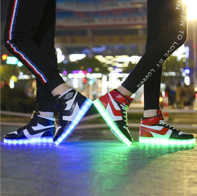 LED sports shoes sneakers high top USB | eBay