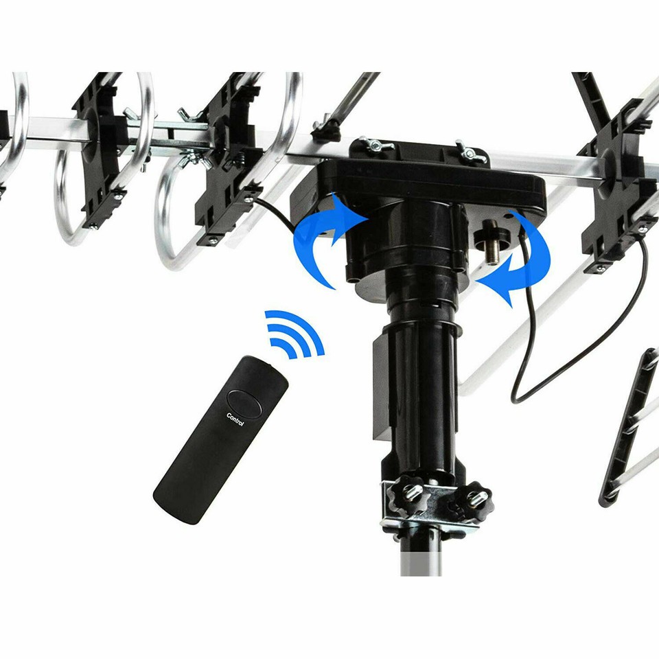 Outdoor HDTV Antenna for 2TVS Antenna 4K 360 Degree Rotation + Remote ...