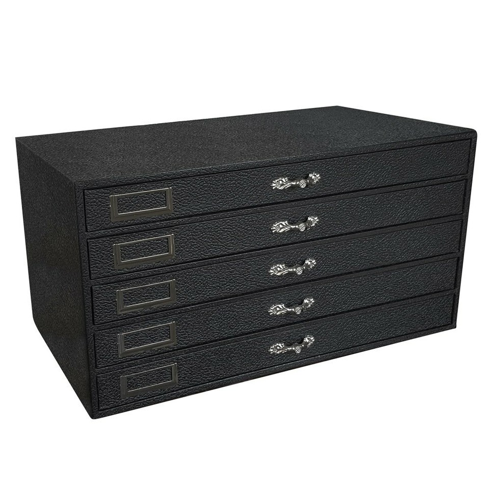 80 Space Grained Leatherette 5 Drawer Wood Jewelry Hobby Storage ...