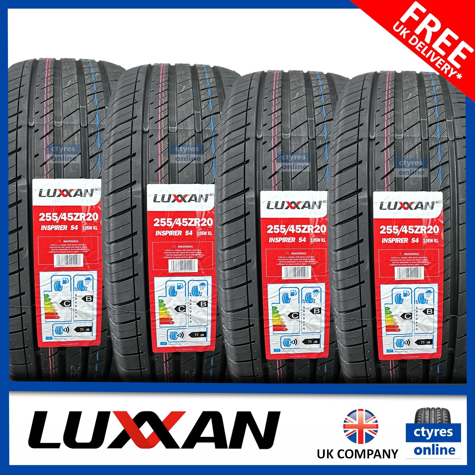 4X New 255 45 20 LUXXAN INSPIRER 105W XL 255/45R20 2554520 *C/B RATED ...