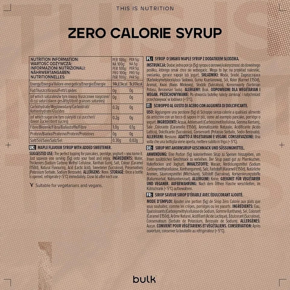 Bulk Zero Calorie Syrup Sugar Free Maple 400 ml Fresh PACK | eBay UK