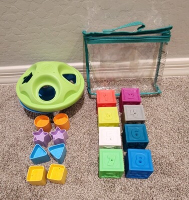 INFANTINO Soft Rubber Sensory Number Blocks Textured & GREEN TOYS Shape ...