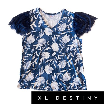 NWT - LuLaRoe - Destiny Top - XL - Blue Floral | eBay