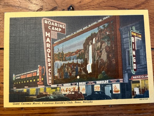 VINTAGE RENO NV Biggest Little City Harolds CLUB CASINO LINEN POSTCARD ...