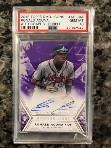 2018 Topps Diamond Icons Ronald Acuna, Jr. RC Auto Purple /10 PSA 10 ...
