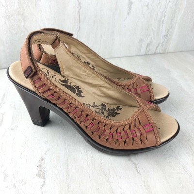 Jambu Sonya Woven Genuine Leather Heels Slingback open toe Size 7 M ...