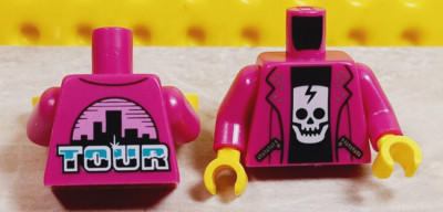 LEGO Leather Coat PINK TORSO Concert Skull Tshirt MInifigure Unisex ...
