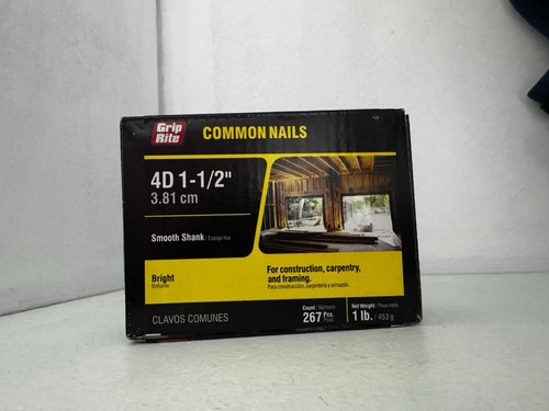 Grip Rite Common Nails Smooth Shank 4D 1-1/2 267 PCS 1 Lbs. Pack of 1 ...