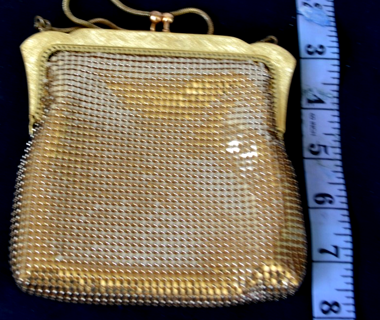 OROTON Gold Mesh Evening Bag with Rope Strap 5" x5" - Small stains on ...