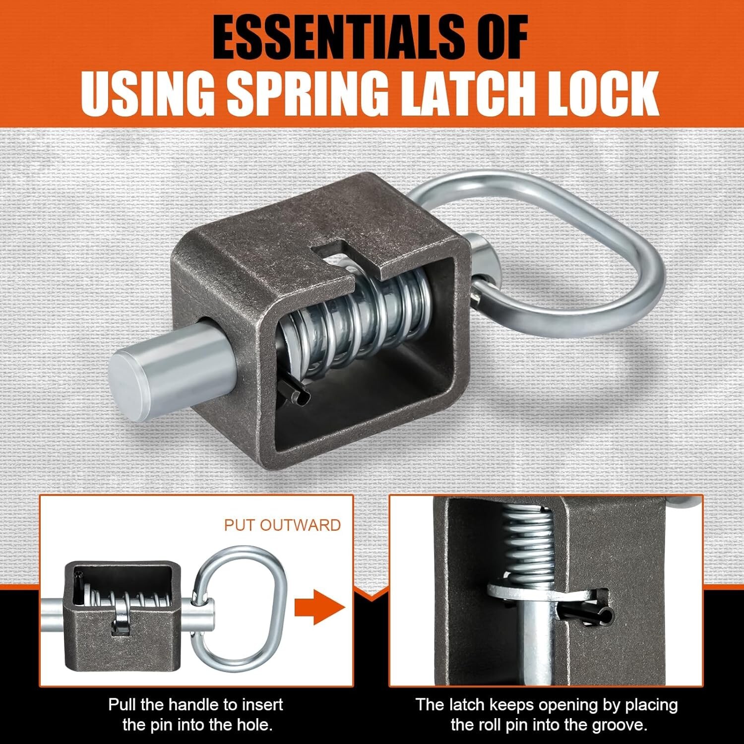 2PCS Weld-On Spring Pin Latch Lock Assembly for Utility Trailer Tail ...