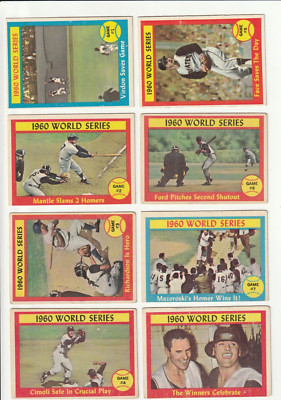 1961 Topps Complete Set Of 8 1960 World Series Special Baseball Cards ...