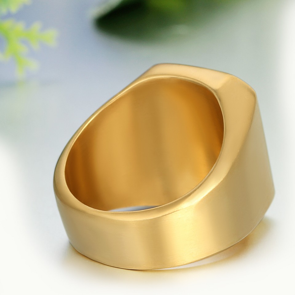 Plated Men's Stainless Steel Signet Ring Classical Cocktail Band ...